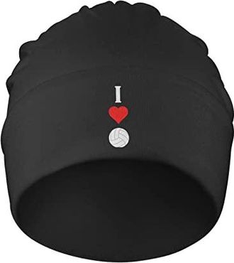 Generic Femme Homme Bonnet dhiver Jadore Le Volley-Ball, Joueur De Volley-Ball Vertical Bonnet &Agrave; Revers Classique Bonnets De Ski Doux Hiver Chapeaux pour Hive