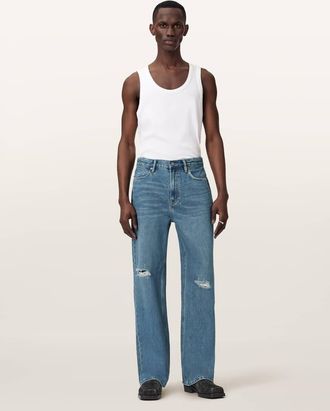 AllSaints Lenny - Jeans in mittlerem Indigoblau in Used-Optik