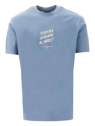 Emporio Armani T-Shirt mit Text-Print - Blau