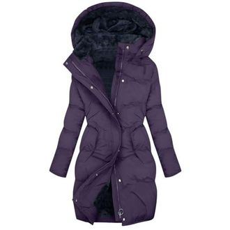 Minetom Manteau Femme Hiver Polaire Chaud Imperm&eacute;able Veste &agrave; Capuche Manches Longues Manteaux mi longue Blouson Casual A Violet XL