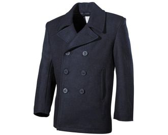 MFH Outdoorjacke US Pea Coat, blau, mit blauen Kn&ouml;pfen