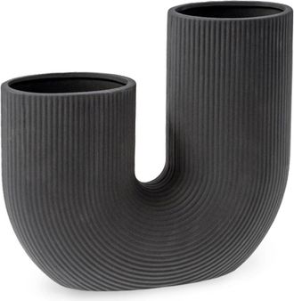 Storefactory Stråvalla - Vase - U Vase - Bogenvase - Keramik - Dunkelgrau - Maße (LxBxH): 24 x 7 x 21 cm
