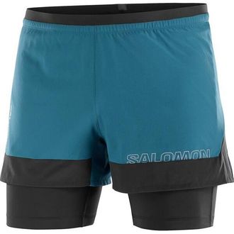 Salomon Herren Shorts CROSS 2IN1 SHORTS M DEEP DIVE/DEEP BLACK