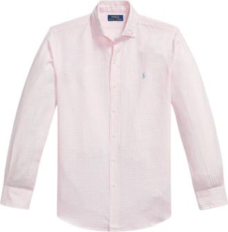 Ralph Lauren Homme, Chemises, Rose, Taille: XL Custom Fit Striped Seersucker Shirt