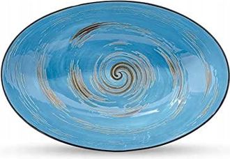 Wilmax England Wilmax WL-669641/A Porzellan Ovale Schale, Blau, 30cm Länge, 19.5cm Breite, 7cm Höhe