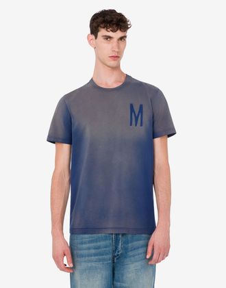 Moschino T-shirt en jersey de coton biologique imprim&eacute; - Bleu