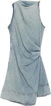 Alexander McQueen draped sleeveless midi dress - Blau