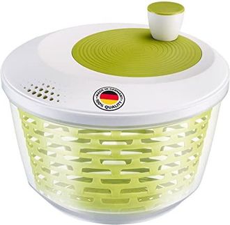 Westmark Salatschleuder, Fassungsvermögen: 4,4 Liter, ø 23,5 cm, Kunststoff, BPA-frei, Spinderella, Farbe: Transparent/Weiß/Grün, 2430224A