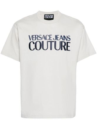 Versace Jeans Couture t-shirt en coton à logo brodé - Gris