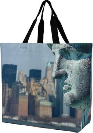 Generic Statue De La Libert&eacute; &Agrave; New York Sac Cabas R&eacute;utilisable Sacs De Courses D&eacute;contract&eacute; Sac A Main Femmes Pour Plage Universit&eacute; Travail