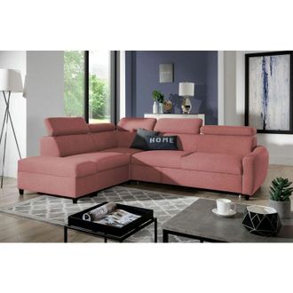 Fun M&ouml;bel Ecksofa Schlafsofa Sofa ANTON in Stoff Esito Rosa Ottomane Links
