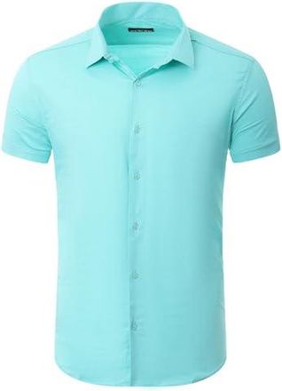 Reslad RS-7025 Chemise &agrave; manches courtes pour homme Coupe ajust&eacute;e | Chemise d&eacute;contract&eacute;e pour l&eacute;t&eacute; | Chemises stretch avec confort optimal | Chemise daffaire