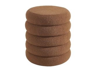 Vente-Unique Pouf en Tissu Bouclette Terracotta ECAMBI