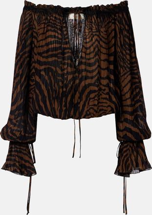 Blumarine Top en mousseline et dentelle