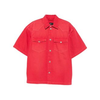 7 For All Mankind Homme, Chemises, Rouge, Taille: S Denim Short Sleeve Shirt