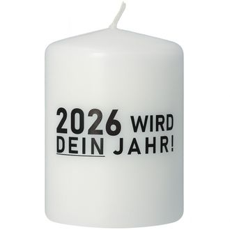 Goodtimes Stumpenkerze Wei&szlig;, Text 2026 WIRD DEIN JAHR