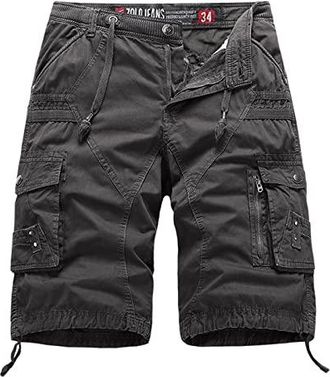 Generic Pantalon cargo pour homme, pantalon de jogging d&eacute;t&eacute; d&eacute;contract&eacute; et ample avec plusieurs poches, short de plage 2026, gris, 42