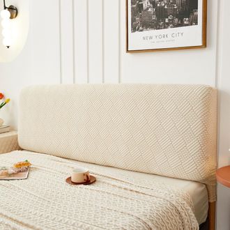 Generic Dehnbarer Kopfteilbezug Doppelbett Queen Bett California King Bett Staubdichter Schutz f&uuml;r Schlafzimmerdekoration Beige 170-190cm/67-74.8in
