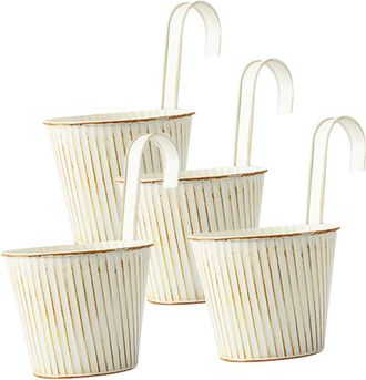 BESTONZON 4 Stück Retro-Blumentopf aus Schmiedeeisen hängende Pflanzen Töpfe drinnen Töpfe Außenbalkon Anlage Hanging Basket einhängekorb hängender Blumentopf B