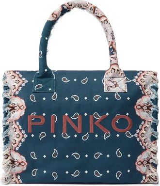 Pinko Pinko, Femme, Sacs, Bleu, Taille: ONE Size Sac cabas &agrave; motif cachemire