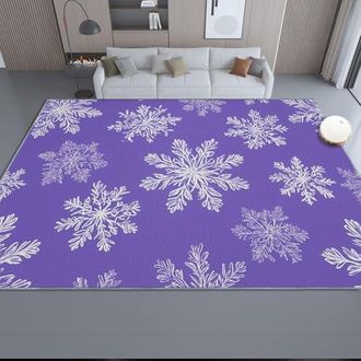 Generic Violet Clair Tapis de Bain antid&eacute;rapant, Moquette d&eacute;coratifs No&euml;l Flocons De Neige Art D&eacute;co Motif r&eacute;sistant &agrave; la d&eacute;coloration Hydrofuge pour Salon Cha