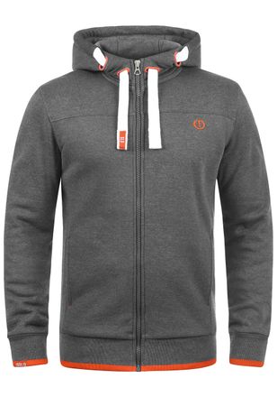 Solid SDBenjaminZip Herren Sweatjacke Kapuzenjacke Hoodie mit Kapuze Rei&szlig;verschluss Kordelzug Baumwollmischung Regular fit, Gr&ouml;&szlig;e:S, Farbe:Grey Melange (823