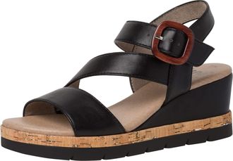 Jana Damen Sandalen mit Keilabsatz Sommer Vegan, Schwarz 1 (Schwarz), 39 EU