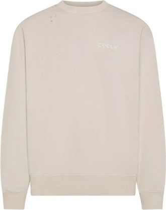 Cycle Homme, Sweatshirts et sweats &agrave; capuche, Beige, Taille: S Ethan Printed Round Neck SweaT-shirt
