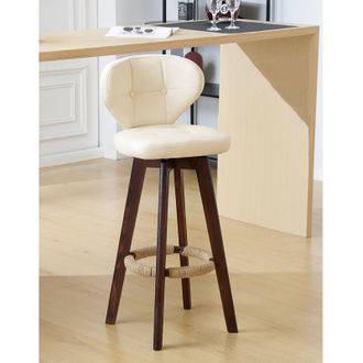 Generic 28 Drehbare Barhocker, 2er-Set - Barstühle aus Kunstleder in Thekenhöhe mit Rückenlehne, Beinen aus Massivholz und Fußstütze for Kücheninsel, Pub, Ess