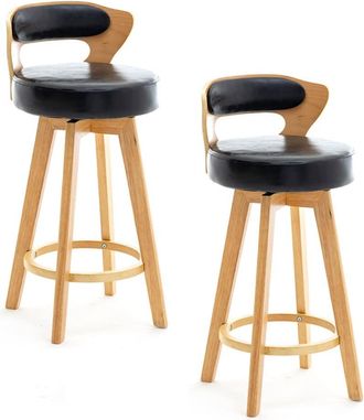 Generic Drehbare Barhocker mit Gepolsterten Sitzen Aus Pu-Leder, Runde Holz-Thekenhocker f&uuml;r K&uuml;che Und Essbereich, Einfache Montage
