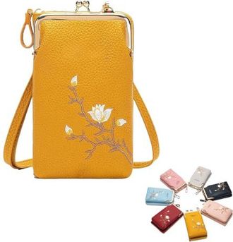 Generic Forever Savour - Portefeuille à bandoulière pour femme avec support de téléphone portable, petit sac à main à bandoulière pour femme, jaune, 28CM