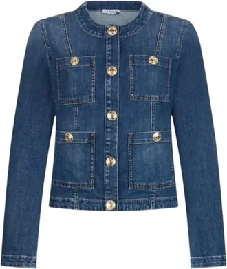 Liu Jo Femme, Vestes, Bleu, Taille: 38 FR Veste en jean avec boutons logo