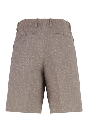 Fendi Mens Bermuda Shorts Pecan Cotton Linen