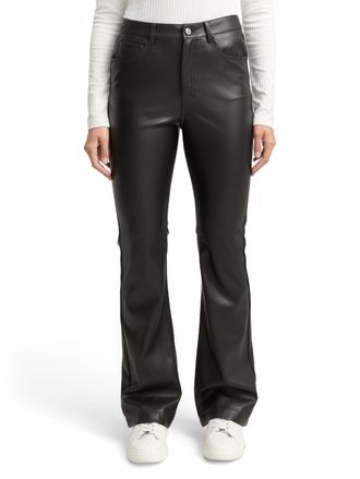 Tom Tailor Damen 1048873 Flared Hose in Lederoptik, 14482-Deep Black, M