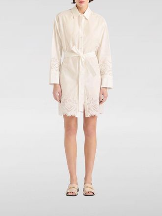 Momoni Mini-robe chemise Coyotera en popeline de coton et broderie anglaise