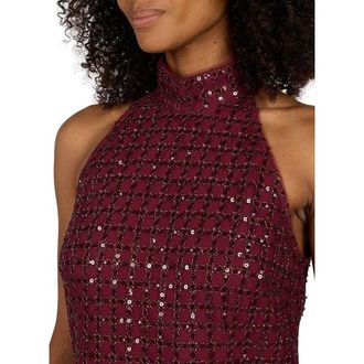 Rotate Robe cintr&eacute;e dos nu &agrave; perles et sequins