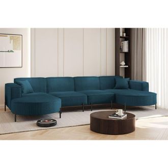 Fun M&ouml;bel Wohnlandschaft U-Form Sofa valencia xl in Stoff Scala Blau