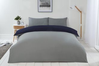 Emma Barclay Lyla, Wende-Bettw&auml;sche-Set, Marineblau/Grau - Einzelbett