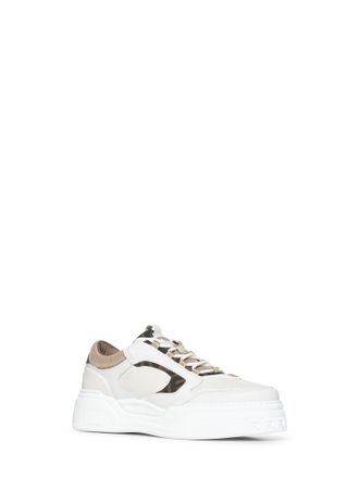 Fendi Mens White Leather Force Sneakers Calf Trainers