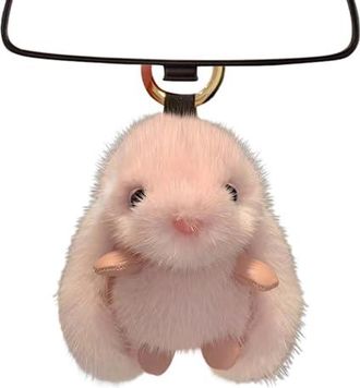 Generico porte-cl&eacute;s en peluche en forme de lapin, porte-cl&eacute;s en forme de lapin doux et poilu - Pendentif pour sac de en peluche - Pendentif de pe, rose, riferi