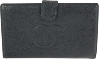 Chanel Portefeuille long vintage doccasion (bi-pli) - Femme - Pre-owned - Noir - Taille: ONE Size
