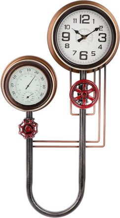 Gilde Industrielle Wanduhr mit Thermometer und Hygrometer, 55 cm H&ouml;he, Metall Schwarz-Kupfer