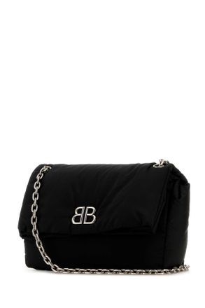 Balenciaga Womens Black Nylon Medium Monaco Shoulder Bag Borse A Tracolla
