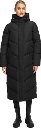 Marikoo Damen Wintermantel (XS-6XL) - gesteppt, mit Kapuze, Bel&uuml;ftungsschlitz - N090 - Schwarz Gr&ouml;&szlig;e XXL - Gr.XXL