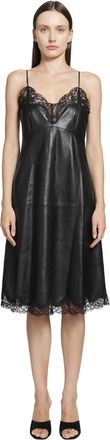 Magda Butrym Leather Lace-trim Slip Dress