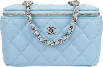 Chanel Crossbody Bags - Chanel Quilted Caviar Leather Vanity Crossbody Bag - Gr. unisize - in Blau - f&uuml;r Damen