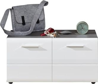 Trendteam Line - Kommode - Rauchsilber/Weiß Hochglanz - (BxHxT) 80 x 41 x 35 cm - chromglänzende Griffe - Kratzfest