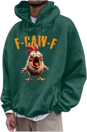 Generico Sweat &agrave; capuche surdimensionn&eacute; pour homme, mythologie m&eacute;di&eacute;vale nordique avec motif de poussin pull &agrave; imprim&eacute; poussin dr&ocirc;le gothique Hippie Hiphop Str