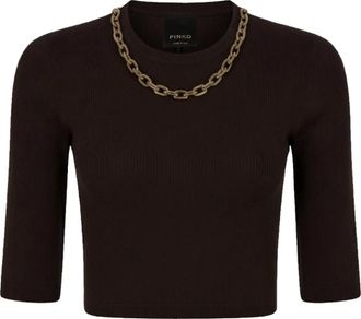 Pinko Pinko, Femme, Tops, Brun, Taille: 40 FR Kimberly Knit