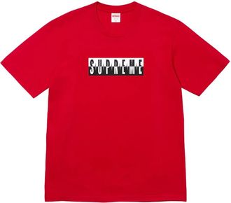 SUPREME t-shirt Split bicolore à logo imprimé - Rouge